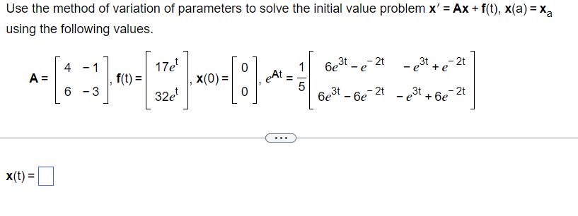 Use the method of variation of parameters to solve | Chegg.com