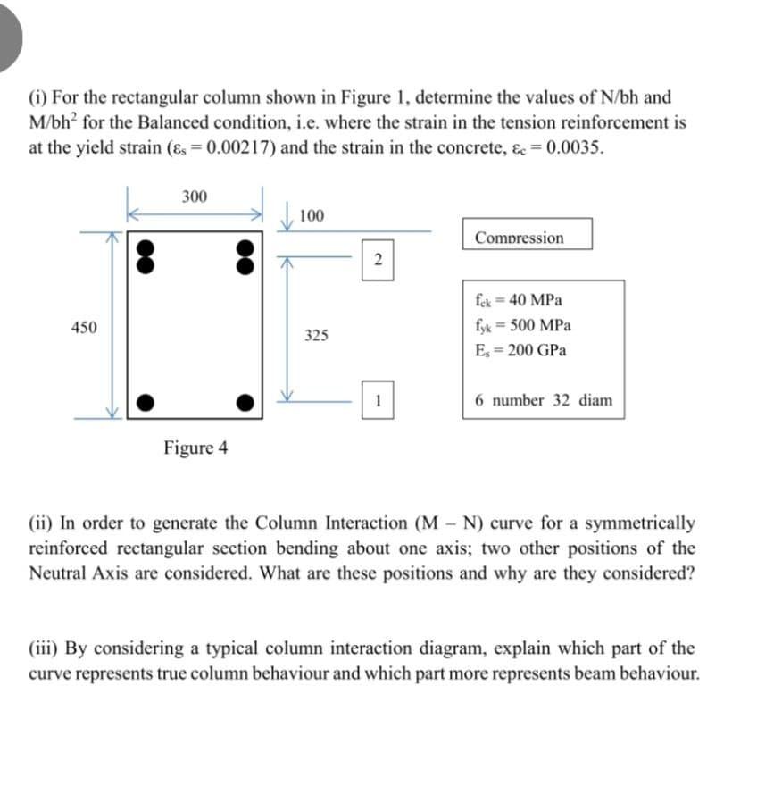 Solved (i) For the rectangular column shown in Figure 1, | Chegg.com