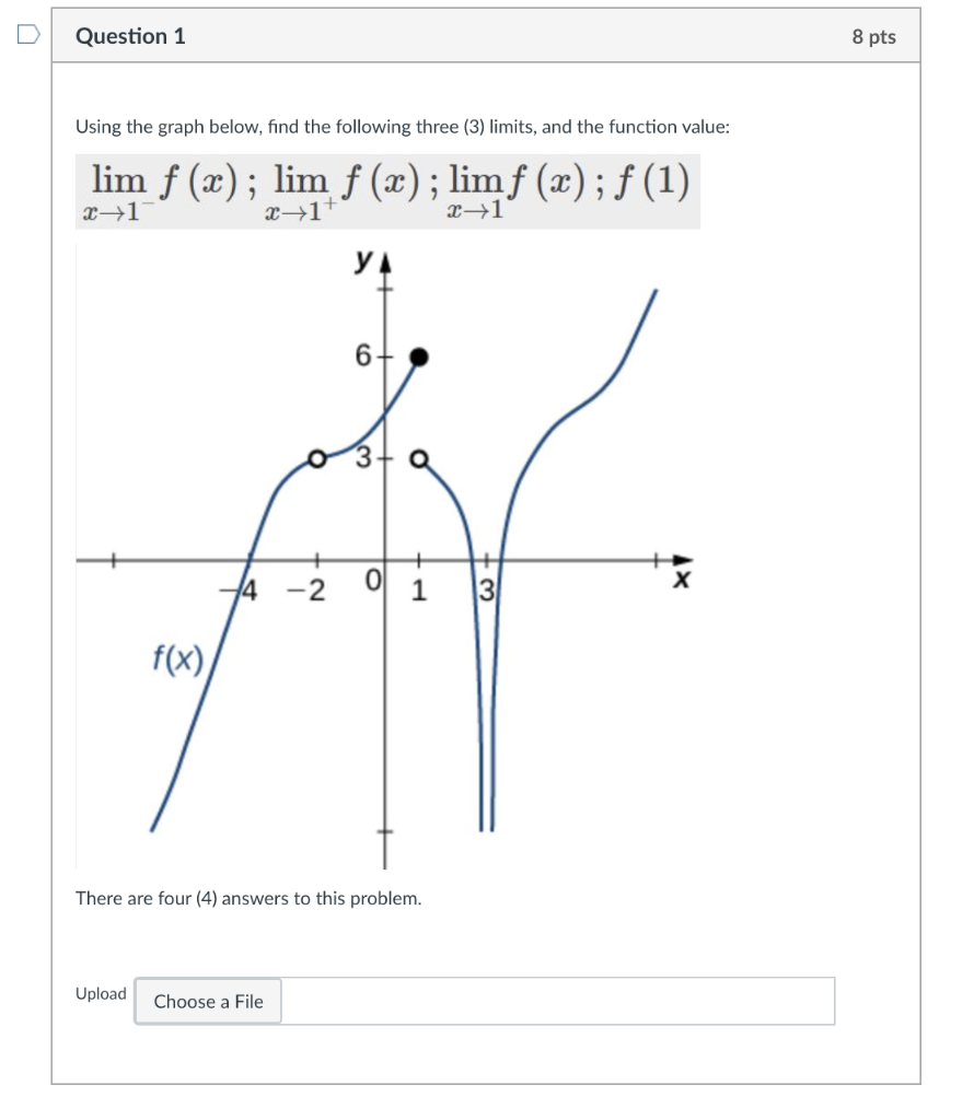 Solved U Question 1 8 pts Using the graph below, find the | Chegg.com