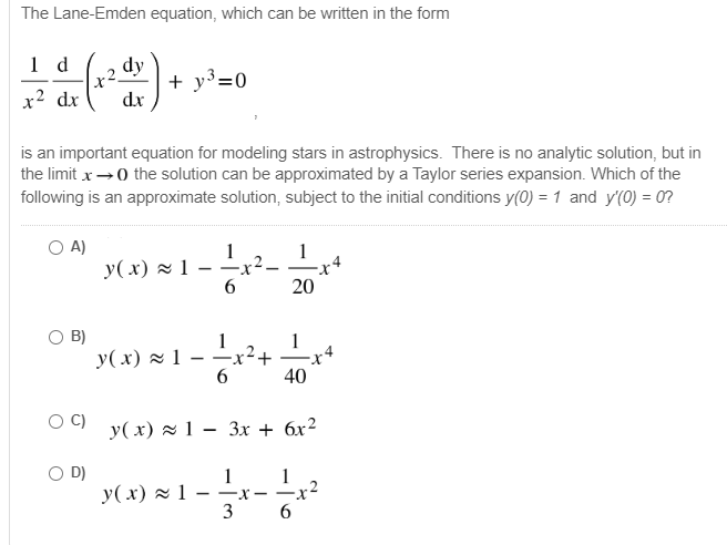 Solved The Lane-Emden equation, which can be written in the | Chegg.com