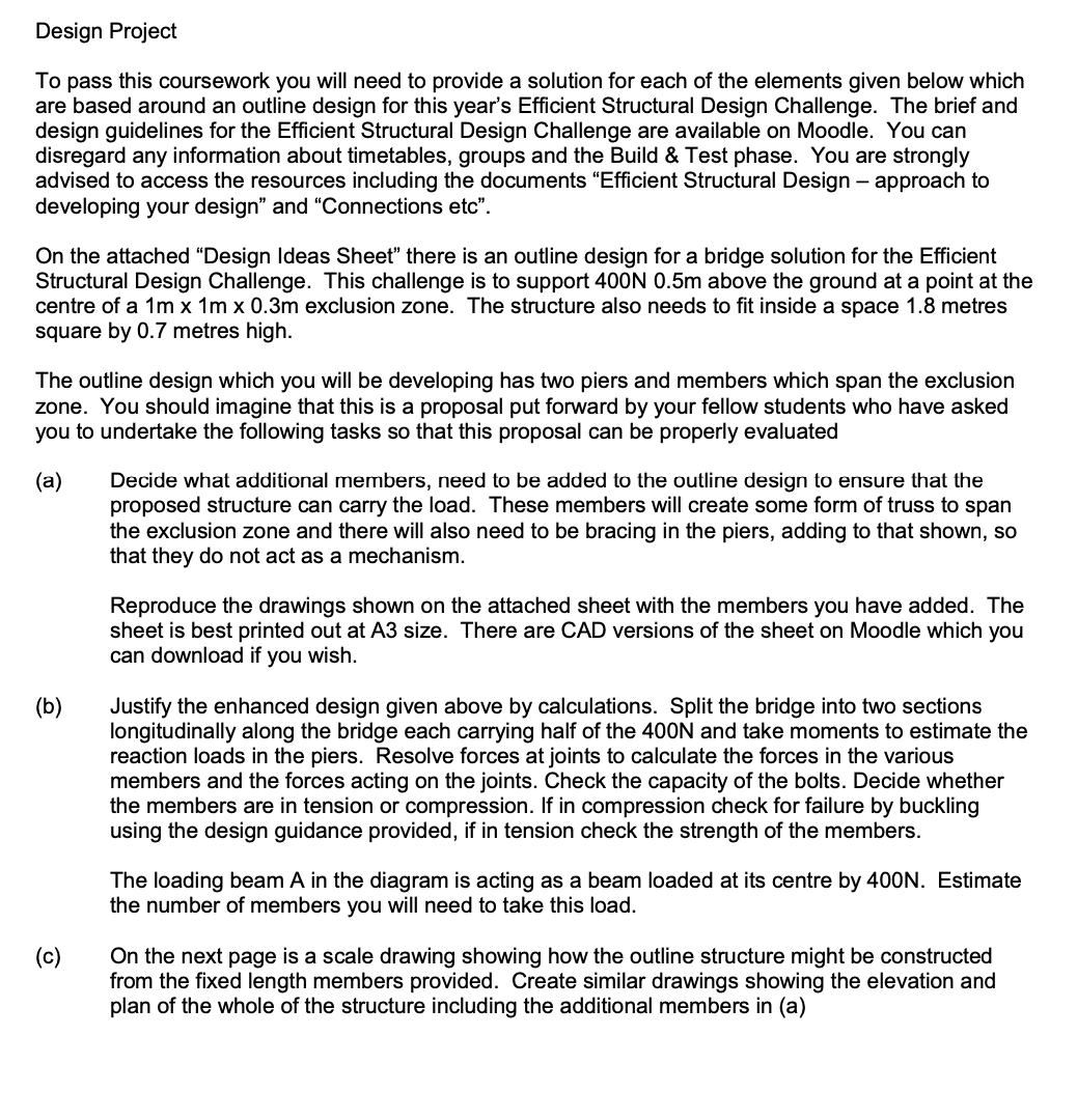 Solved Design Project To pass this coursework you will need | Chegg.com