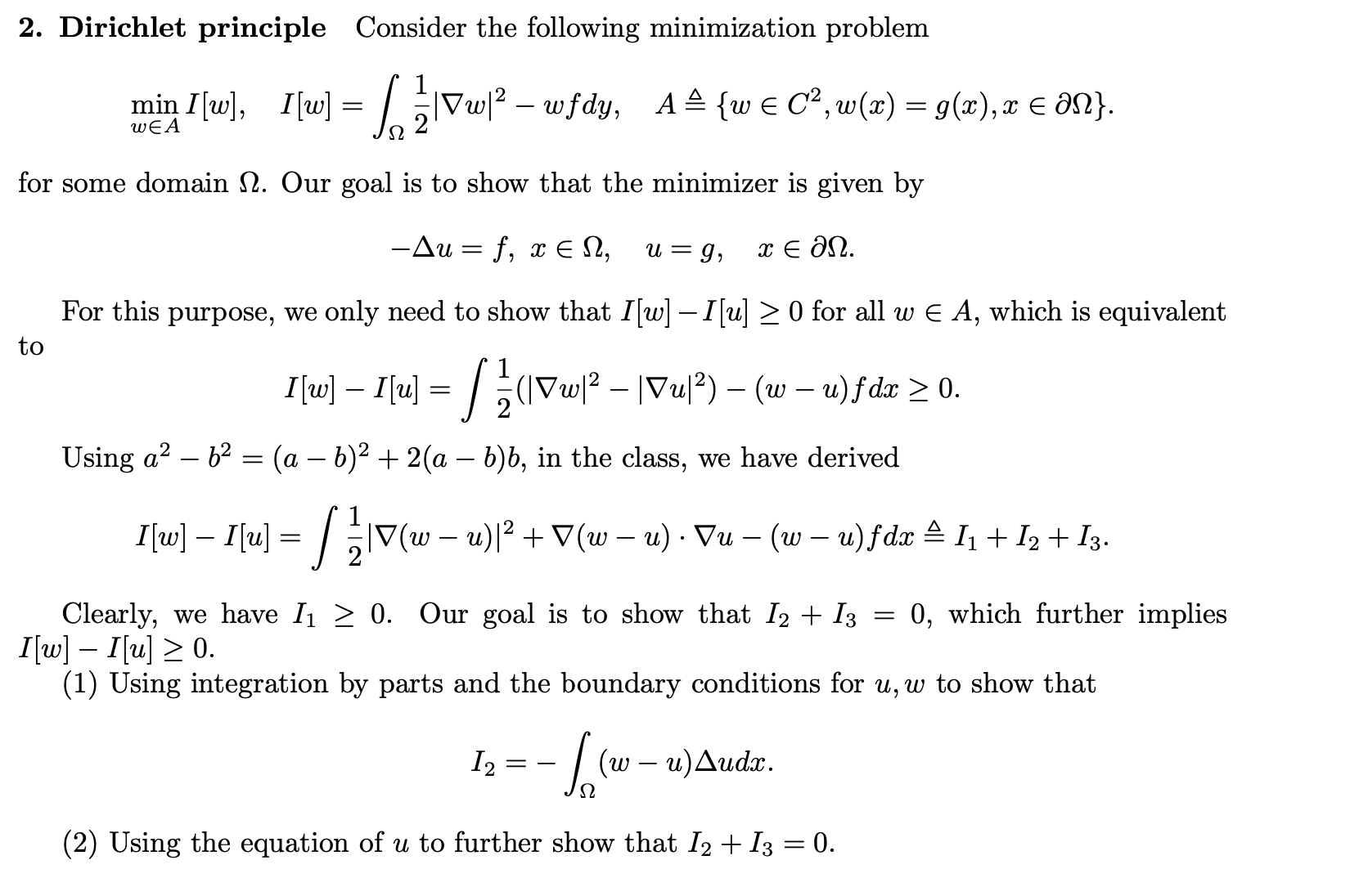 Solved 2. Dirichlet principle Consider the following | Chegg.com