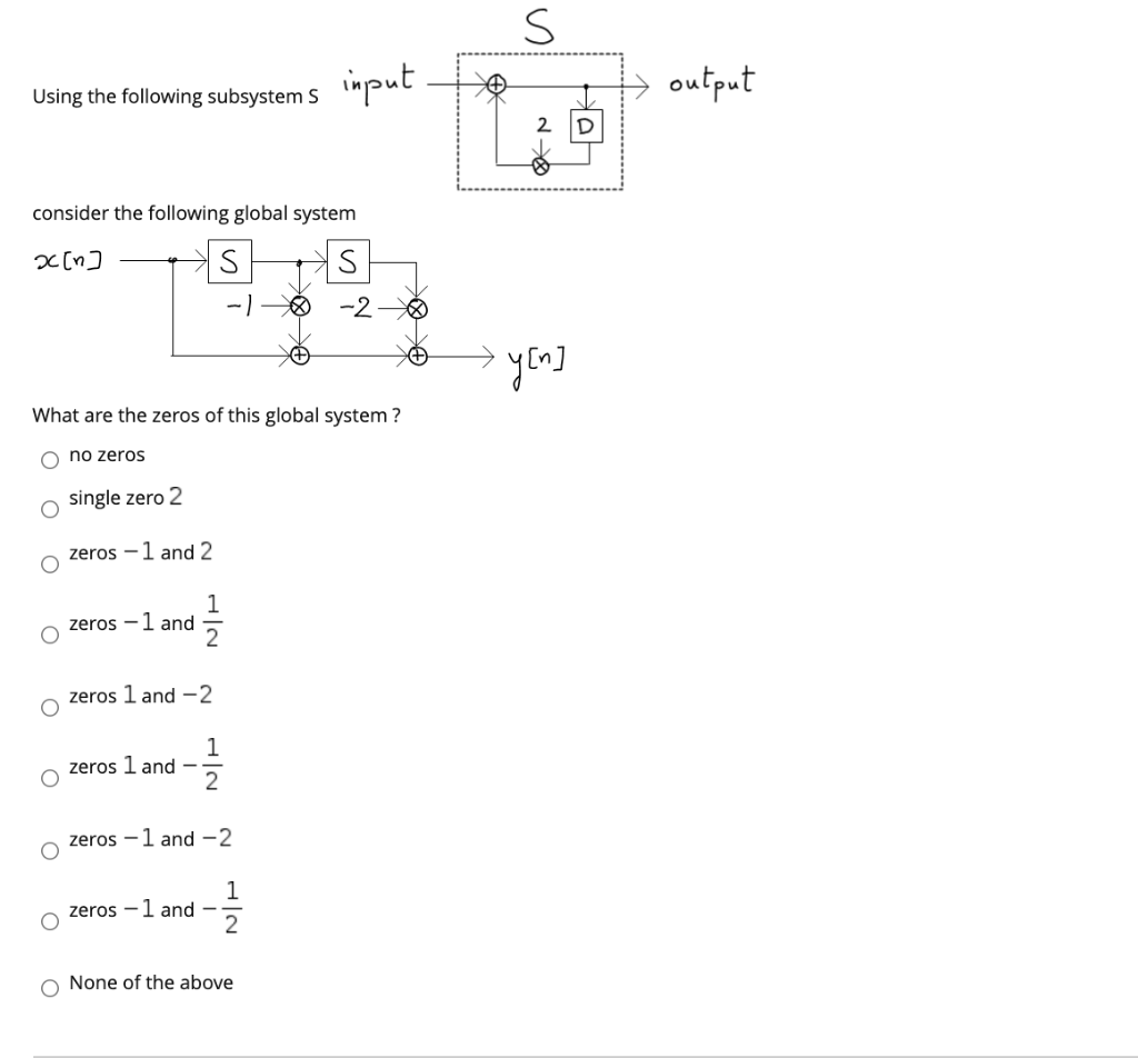 Solved S input Using the following subsystems output 2 He | Chegg.com