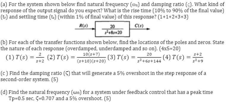 Solved (a) For the system shown below find natural frequency | Chegg.com