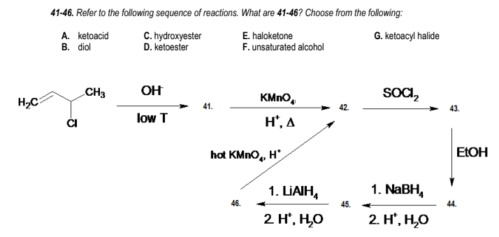 Solved 41-46. Refer to the following sequence of reactions. | Chegg.com