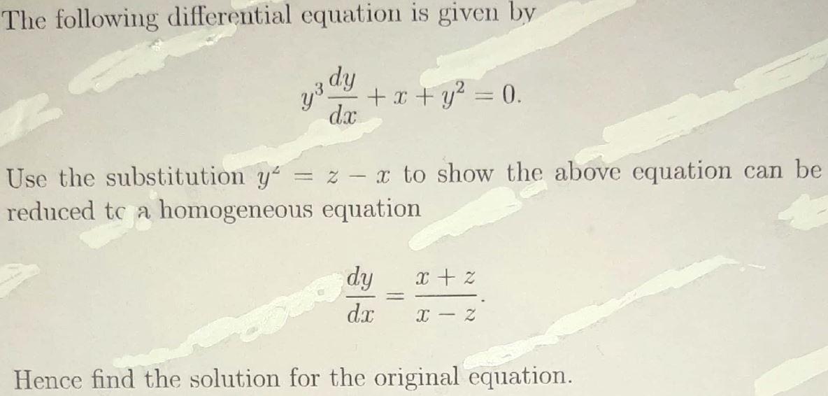 Solved The following differential equation is given by dy و | Chegg.com