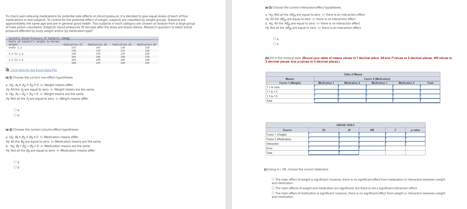 Solved (-3) Choose the correct interaction-effect hypotheses | Chegg.com