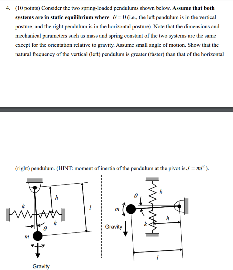Solved 4. (10 points) Consider the two spring-loaded | Chegg.com
