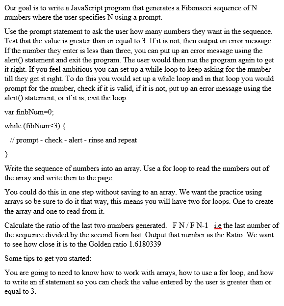 Solved Our goal is to write a JavaScript program that | Chegg.com