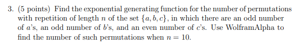 Solved 3. (5 ﻿points) ﻿Find the exponential generating | Chegg.com