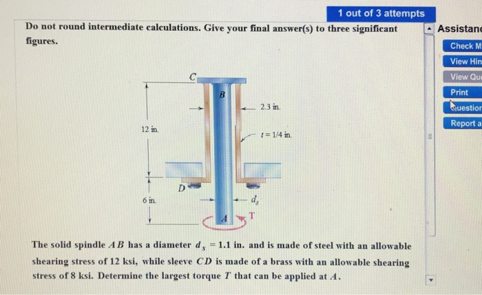 Solved Determine the largest torque T that can be applied at | Chegg.com