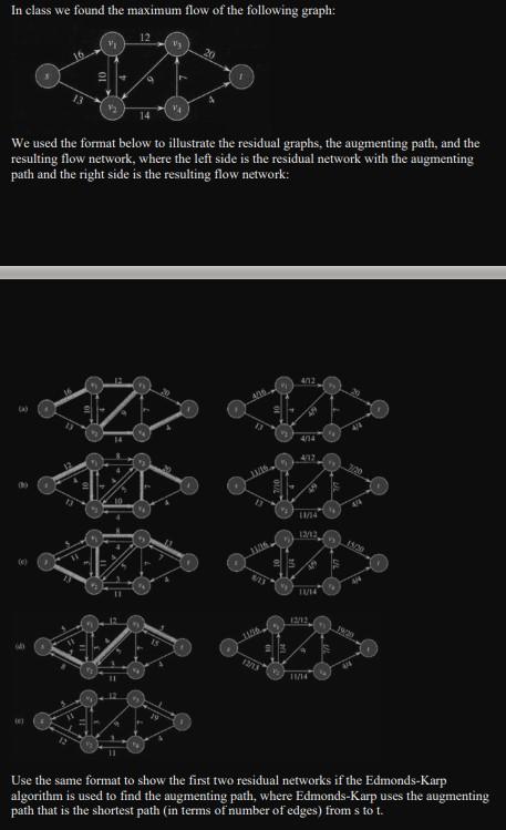 In class we found the maximum flow of the following | Chegg.com