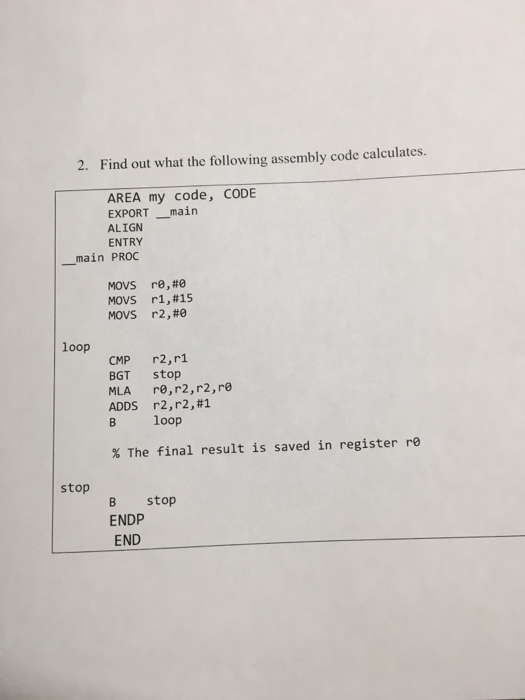 Solved 2. Find out what the following assembly code | Chegg.com