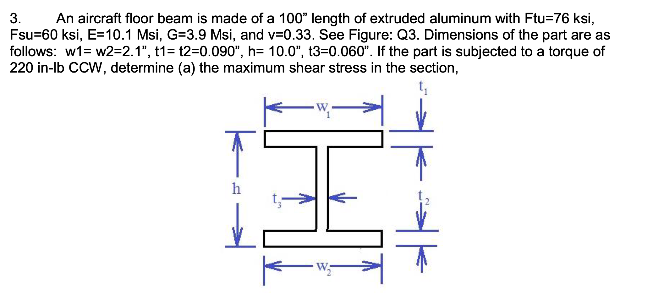 Solved 3. An aircraft floor beam is made of a 100" length of | Chegg.com