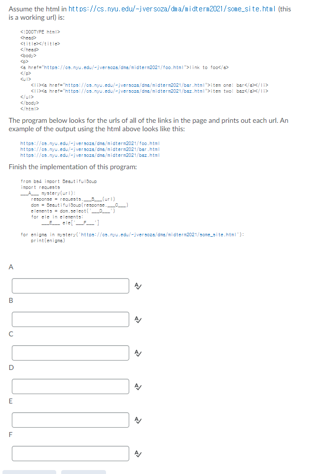 Solved Assume the html in https://cs.nyu.edu/~jver | Chegg.com
