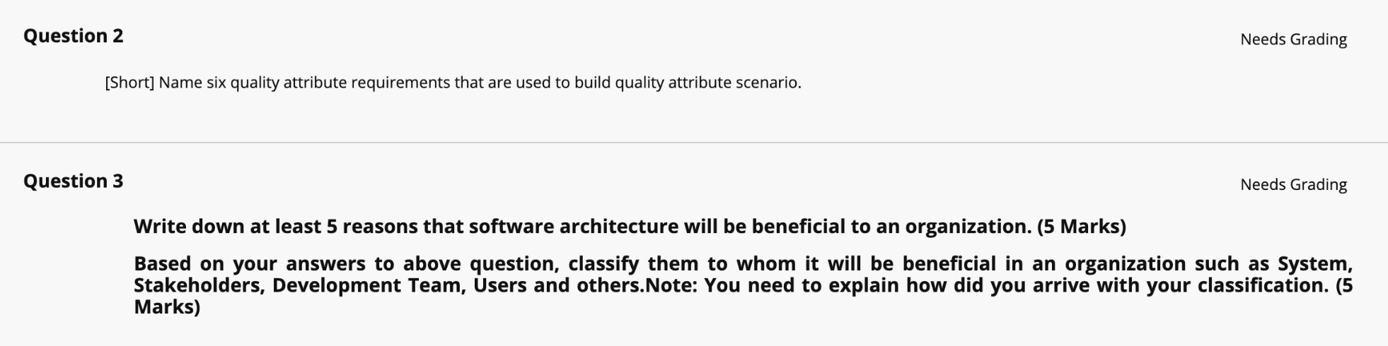 Solved [Short] Name six quality attribute requirements that | Chegg.com