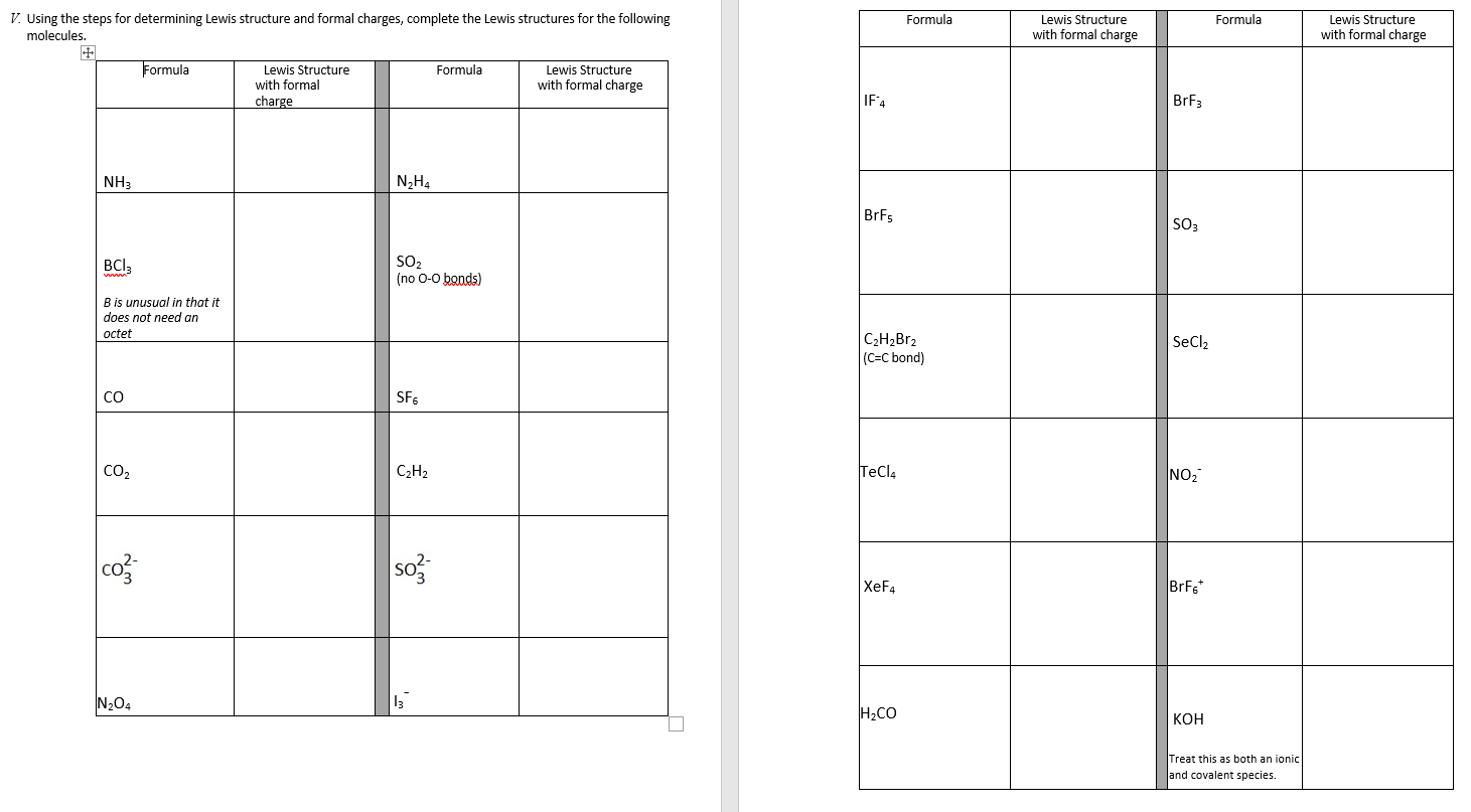 Solved V. Using the steps for determining Lewis structure | Chegg.com