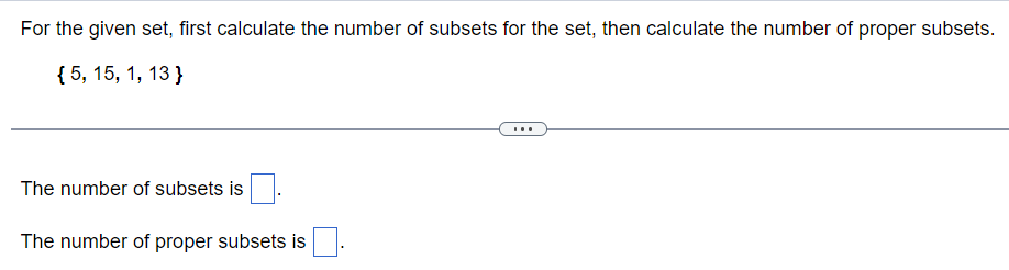 Solved For the given set, first calculate the number of | Chegg.com