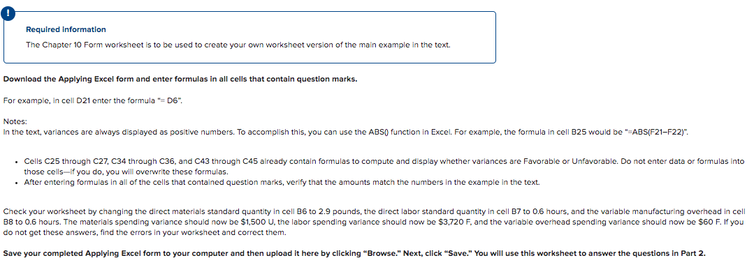 Solved Required Information The Chapter 10 Form worksheet is | Chegg.com