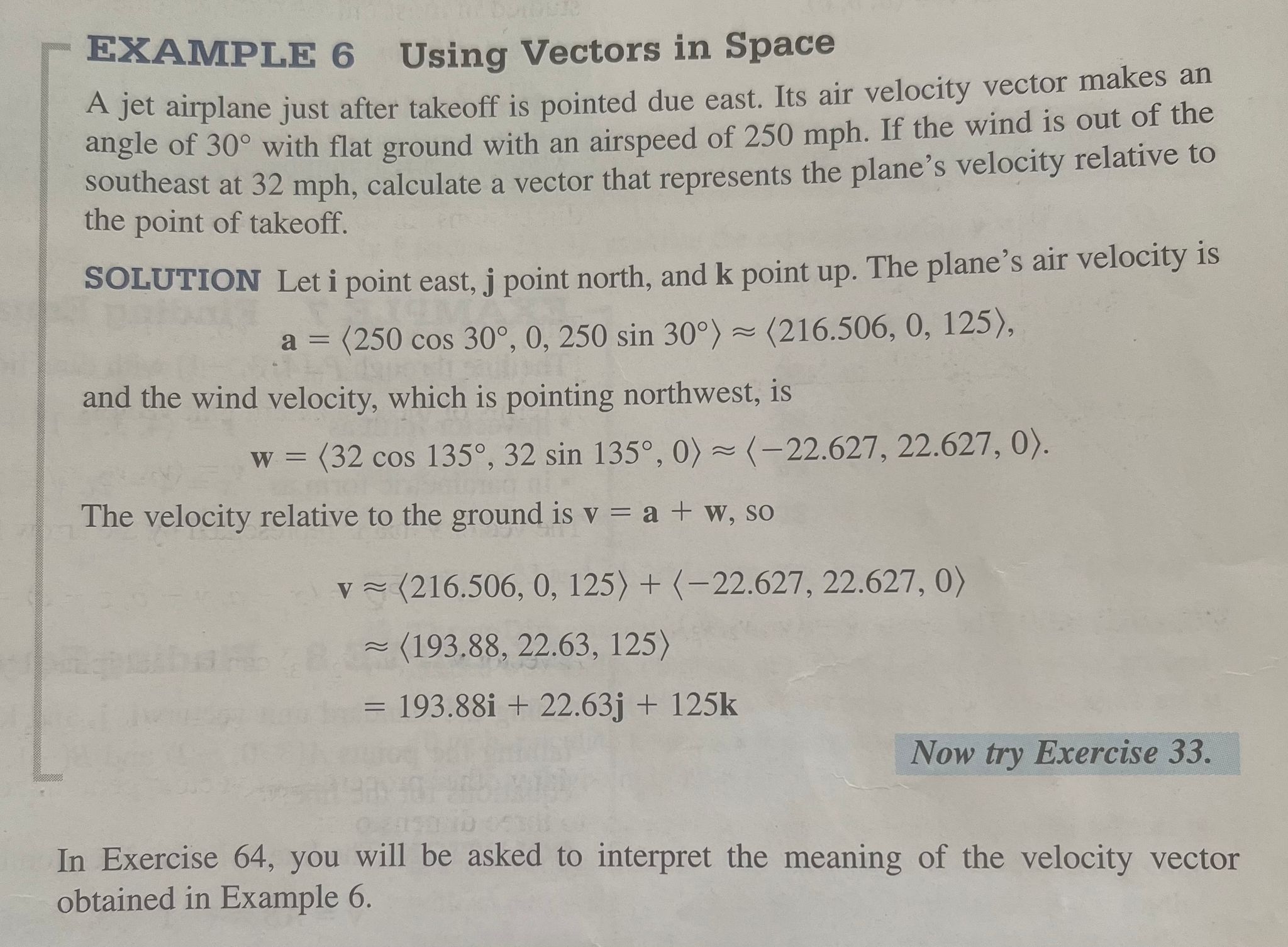 FXAMPLE 6 Using Vectors in Space A jet airplane just | Chegg.com