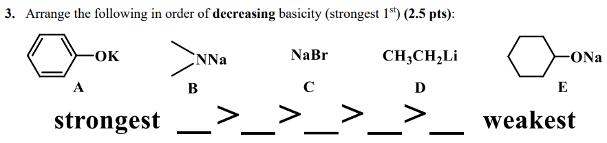 Solved Arrange the following in order of decreasing basicity | Chegg.com