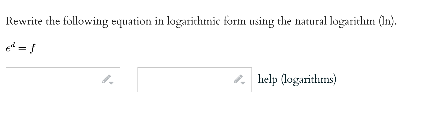 Solved Rewrite the following equation in logarithmic form | Chegg.com
