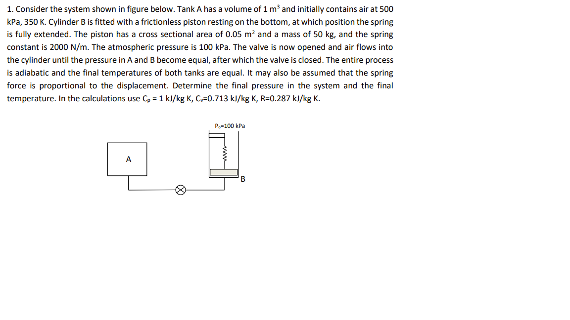 Solved 1. Consider the system shown in figure below. Tank A | Chegg.com