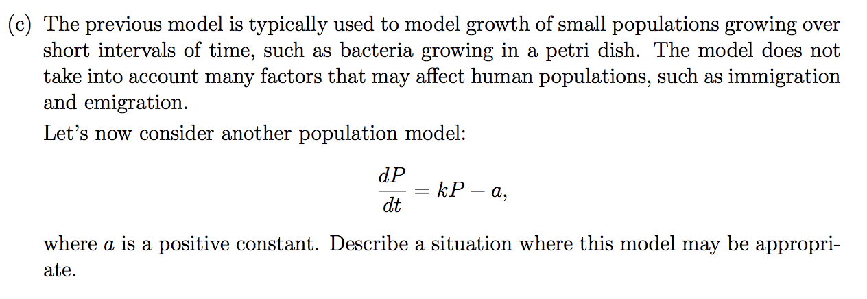 Solved 5. One simple model of population growth is based on | Chegg.com