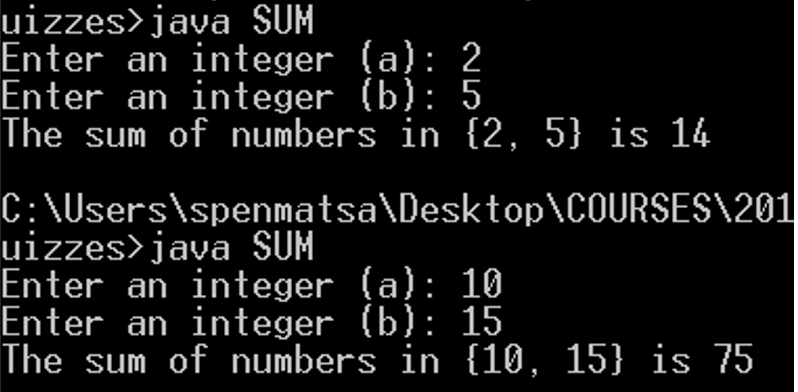Solved Write a JAVA program that asks the user for two | Chegg.com
