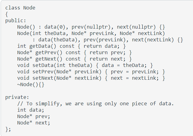 class Node { public: Node() : data(6), prev(nullptr), | Chegg.com