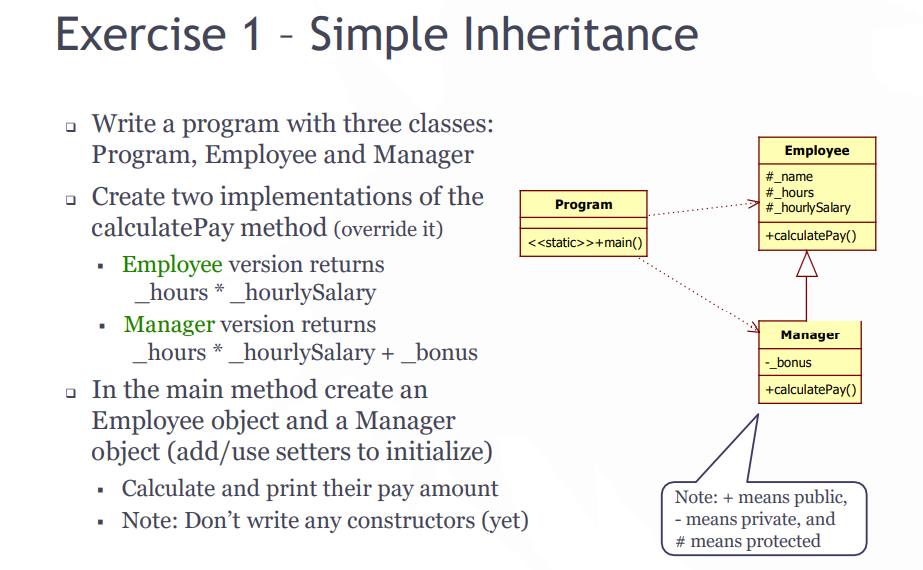Solved Exercise 1 - Simple Inheritance Employee #_name | Chegg.com
