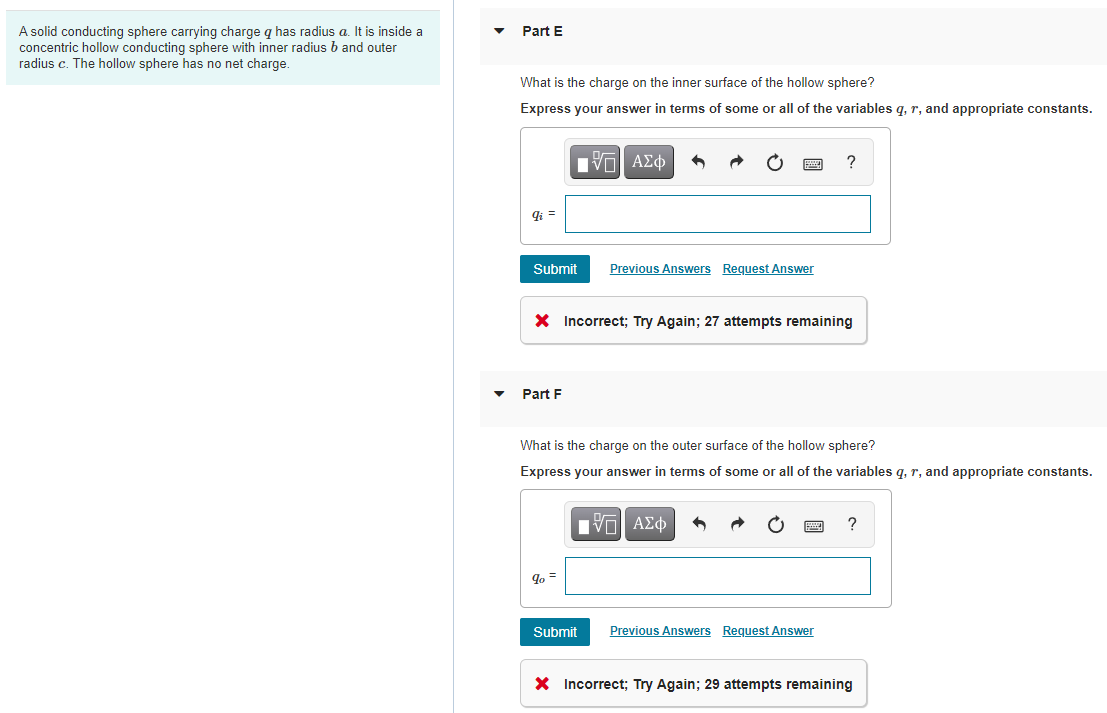 Solved A solid conducting sphere carrying charge q has | Chegg.com
