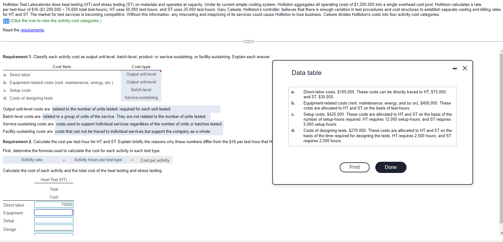 Solved (Click the icon to view the activity-cost | Chegg.com