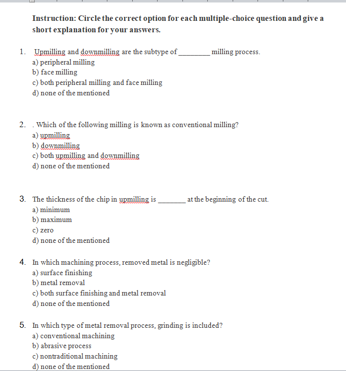 Instruction: Circle the correct option for each | Chegg.com