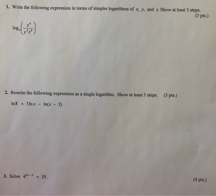 Solved 1. Write the following expression in terms of simpler | Chegg.com