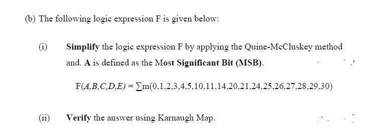 Solved (6) The following logic expression F is given below: | Chegg.com