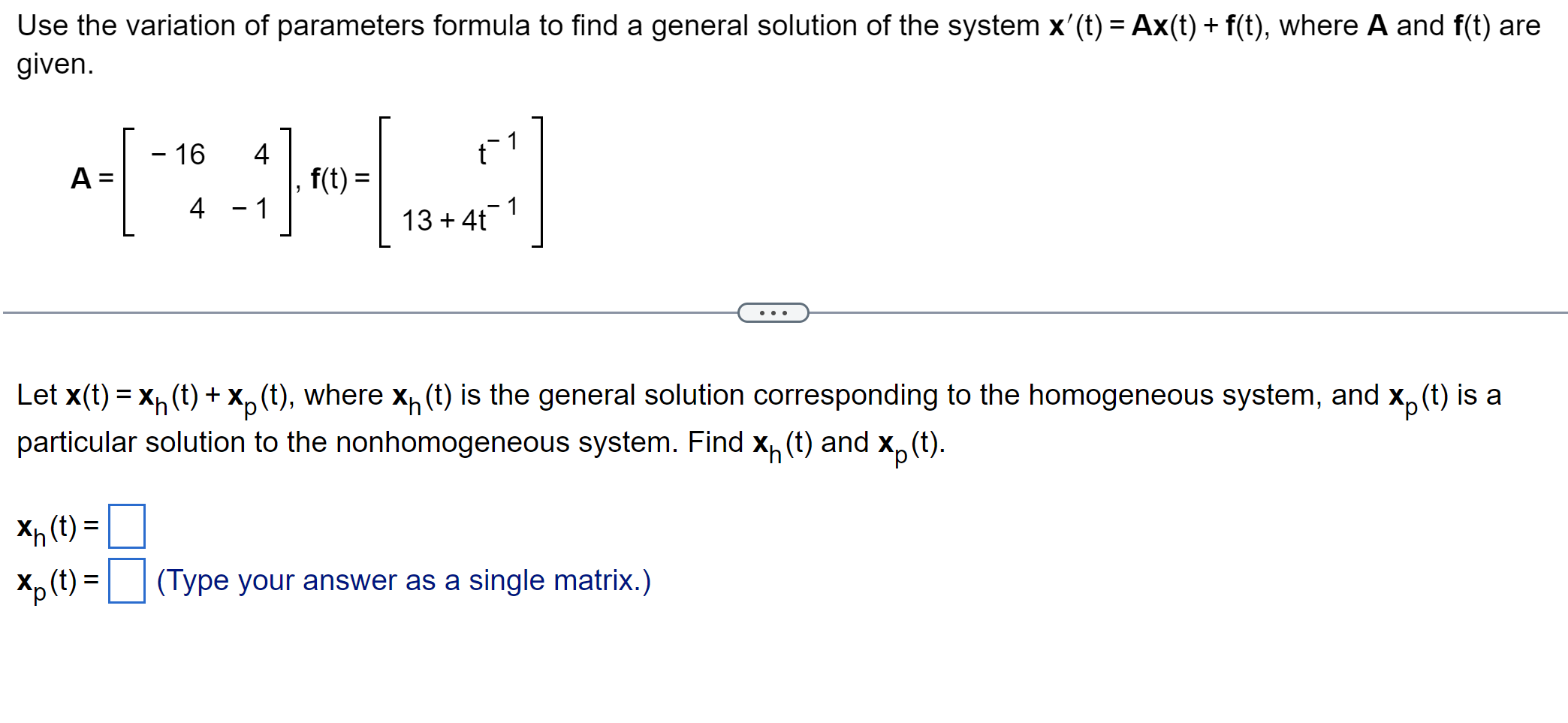 Solved Use the variation of parameters formula to find a | Chegg.com