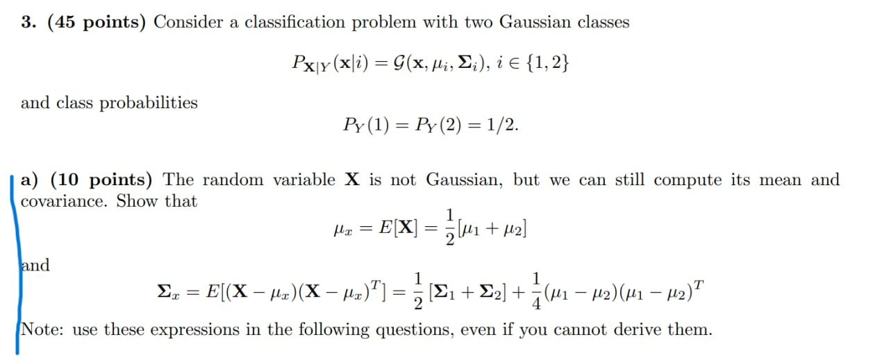 Solved 3. (45 points) Consider a classification problem with | Chegg.com
