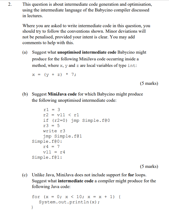 Solved 2. This question is about intermediate code | Chegg.com