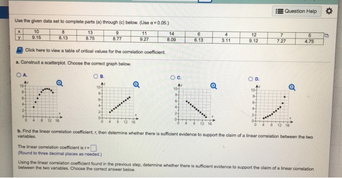 Solved Question Help Use the given data set to complete | Chegg.com