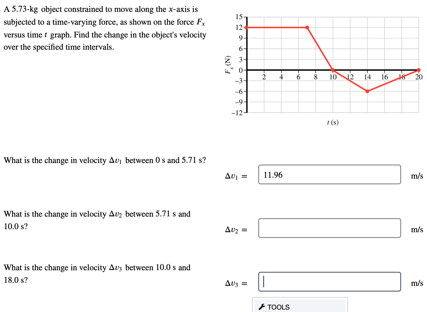 Solved A 5.73-kg object constrained to move along the x-axis | Chegg.com