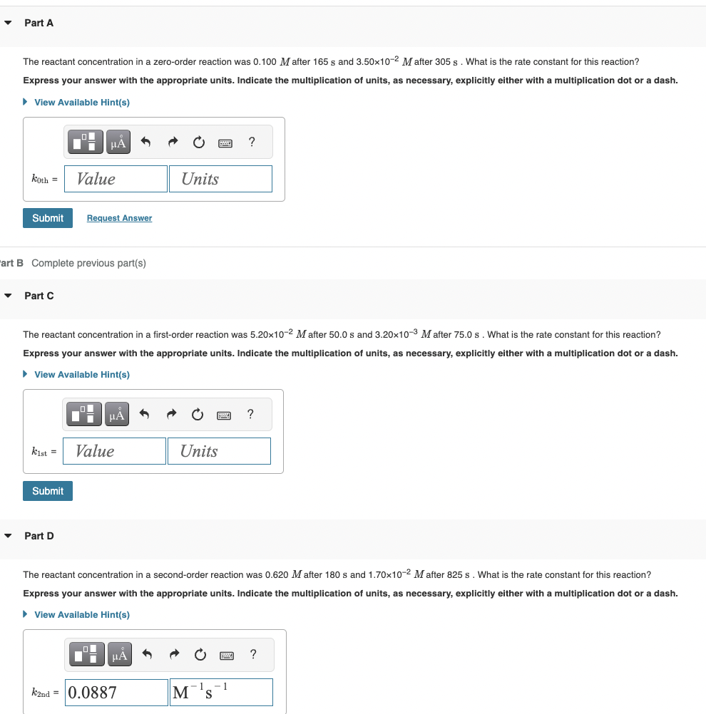 Solved The reactant concentration in a zero-order reaction | Chegg.com