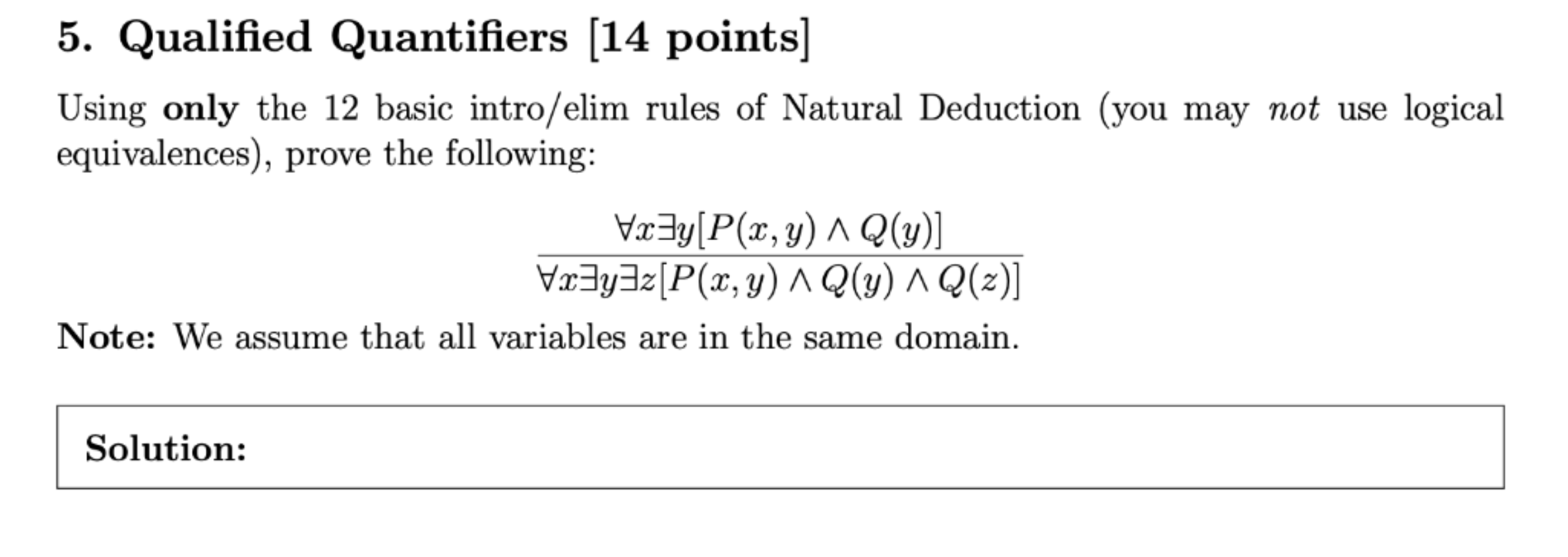 Solved 5 Qualified Quantifiers 14 Points Using Only The 7833