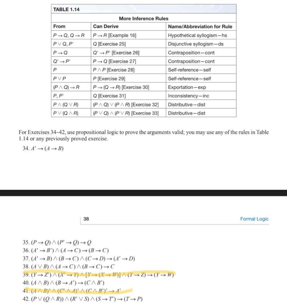 Solved For Exercises 34 42 Use Propositional Logic To Prove 