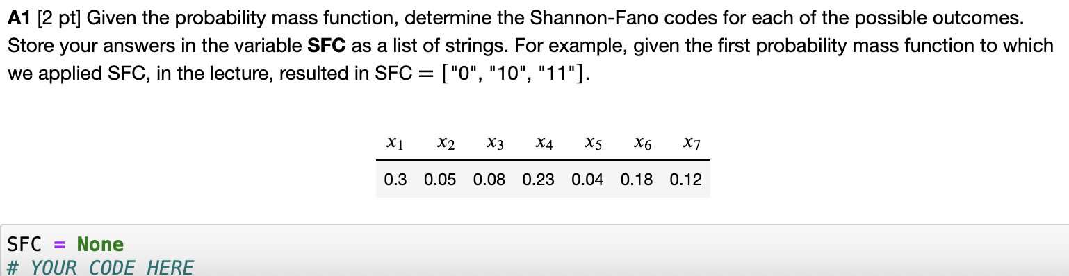 Solved A1 [2 ﻿pt] ﻿Given the probability mass function, | Chegg.com