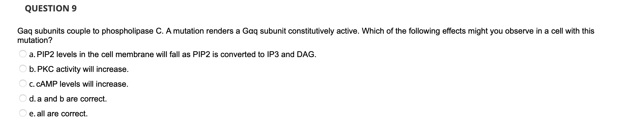 Solved Gaq subunits couple to phospholipase C. A mutation | Chegg.com