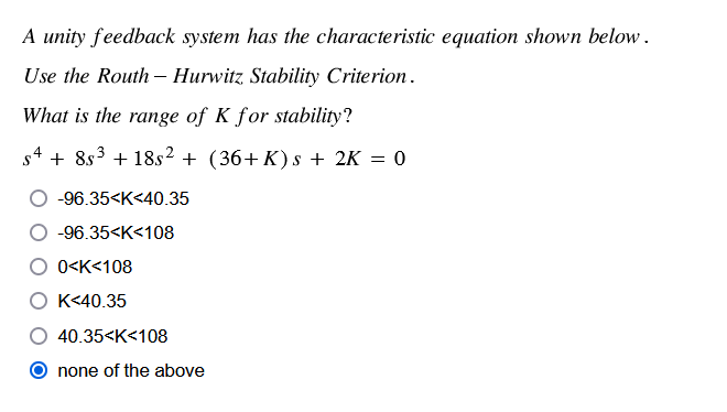 Solved A unity feedback system has the characteristic | Chegg.com