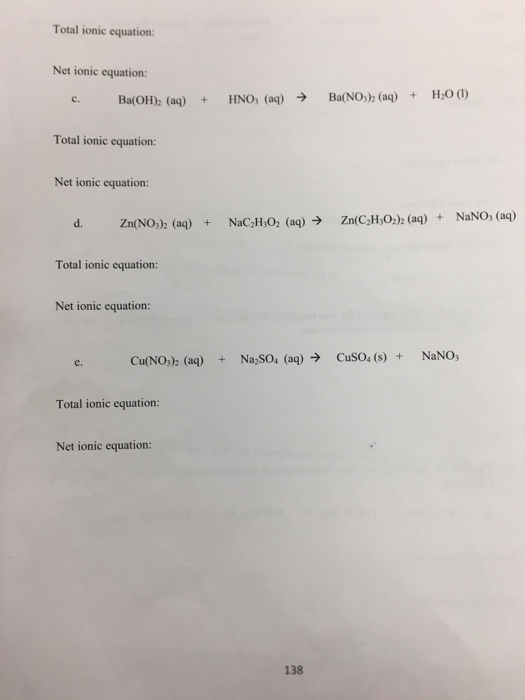Solved balance the equations and write total ionic equations | Chegg.com
