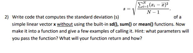 Solved 2) Write code that computes the standard deviation | Chegg.com