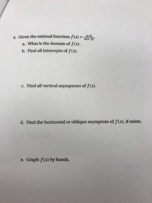 Solved: Given The Rational Function F(x) = X + 2/x(x - 2).... | Chegg.com